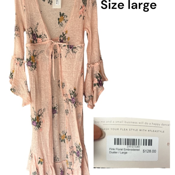 Sweaters | Pink Floral Embroidered Duster | Poshmark